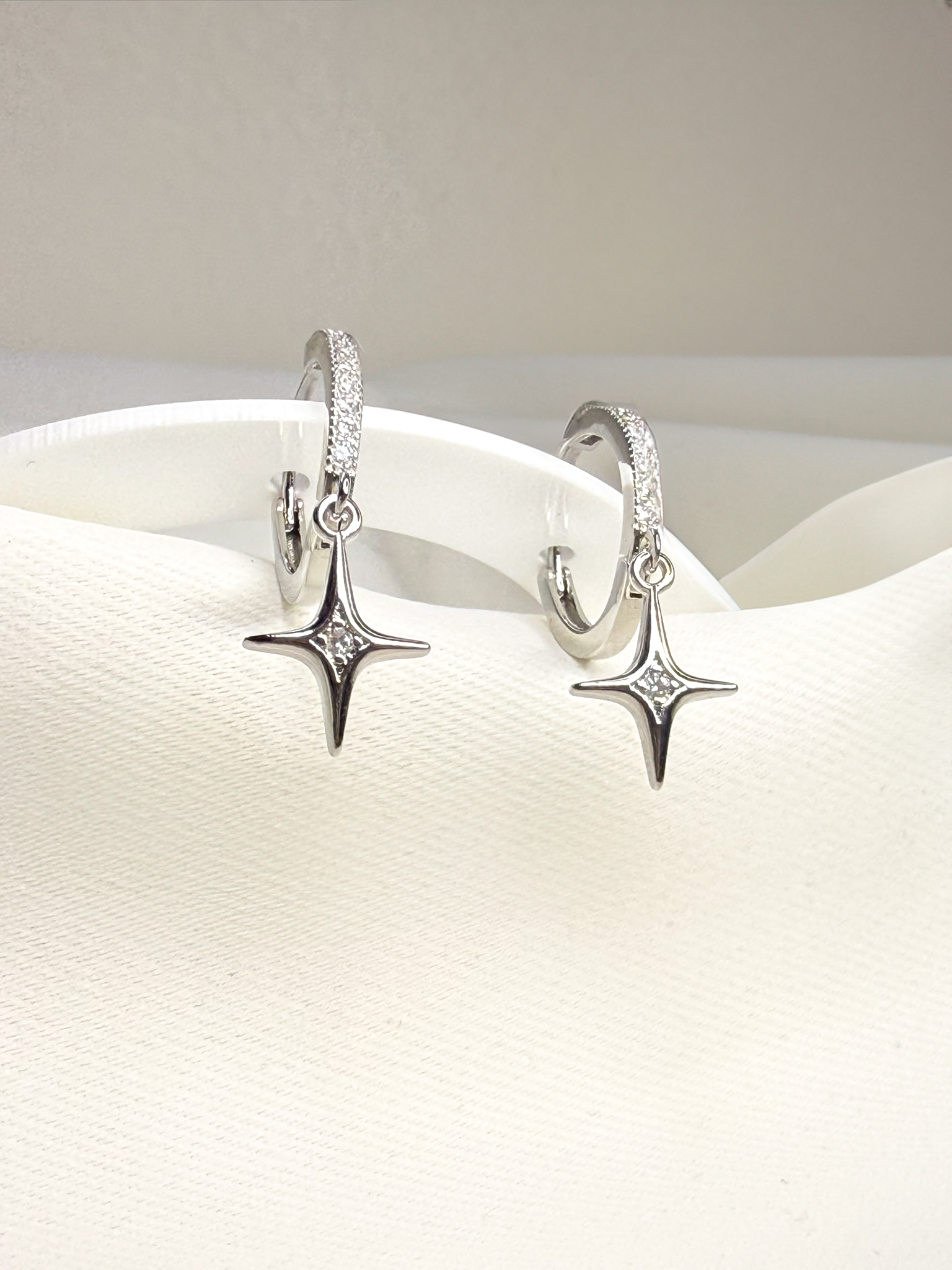 Silver Starseed Twinkle Hoops – TOBRU